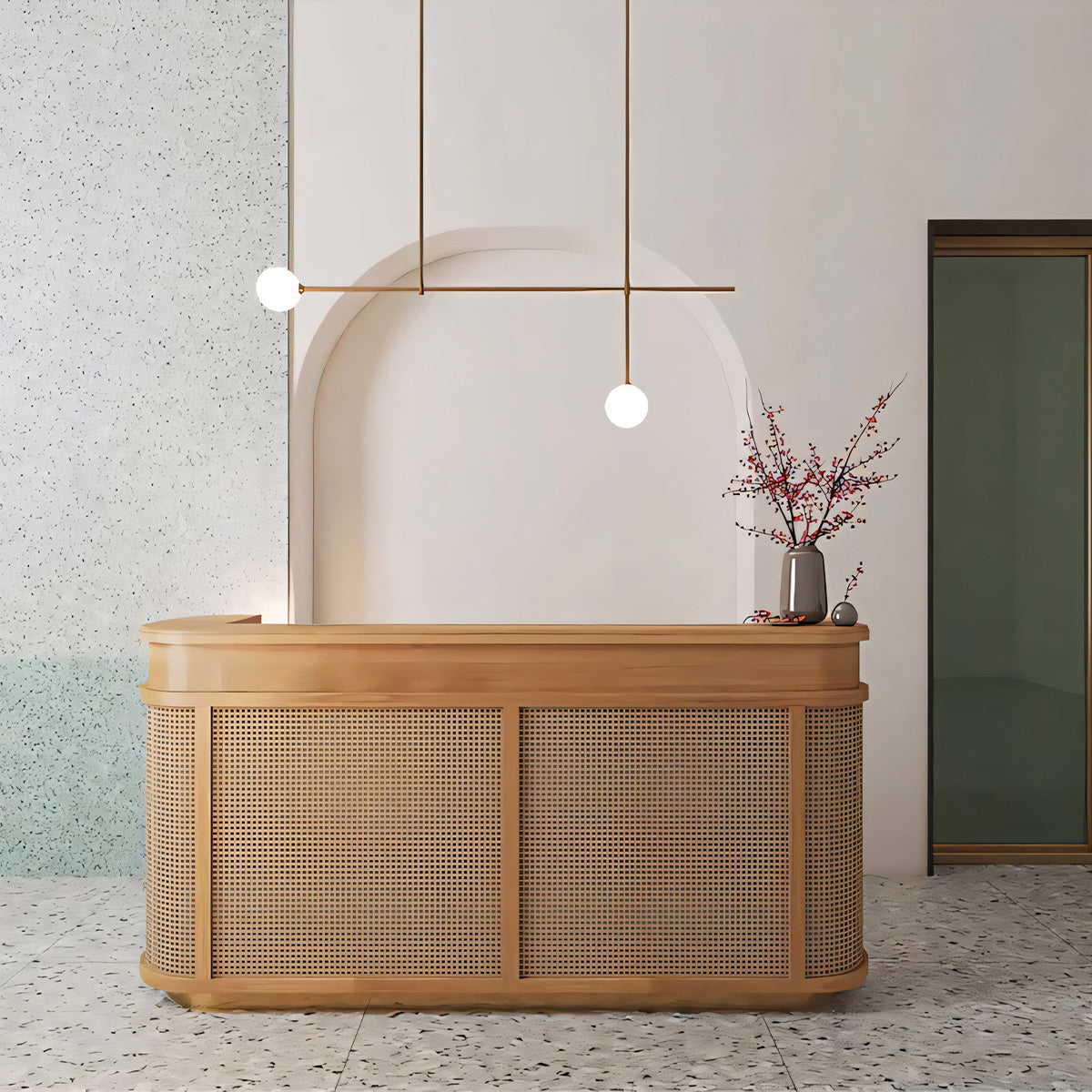 Curved Reception Desk – Front Counter for Office, Retail Shop or Salon ...