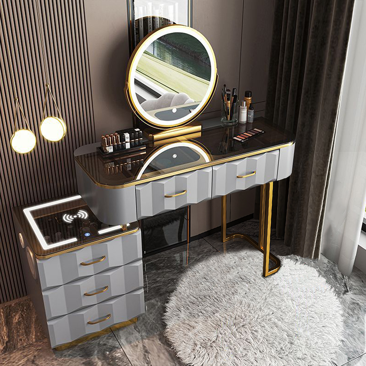 Smart Bedroom Vanity for Apartments - Wireless Charging – Zimasya ...