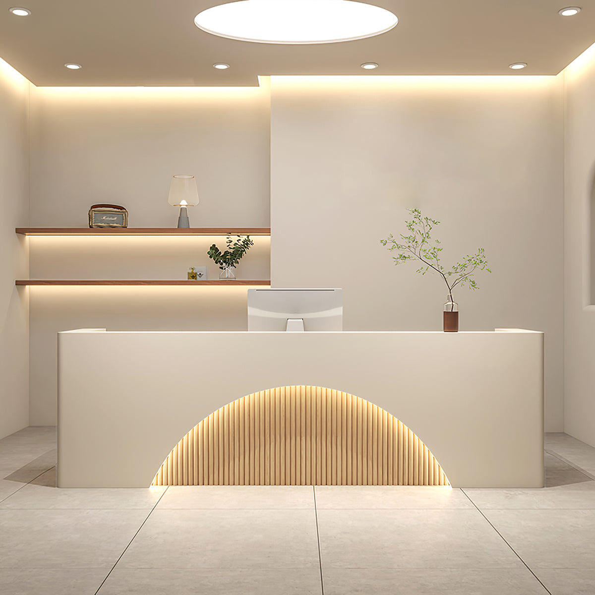Enhance the Beauty of the Lobby - Semi-Circular Salon Reception Desk ...