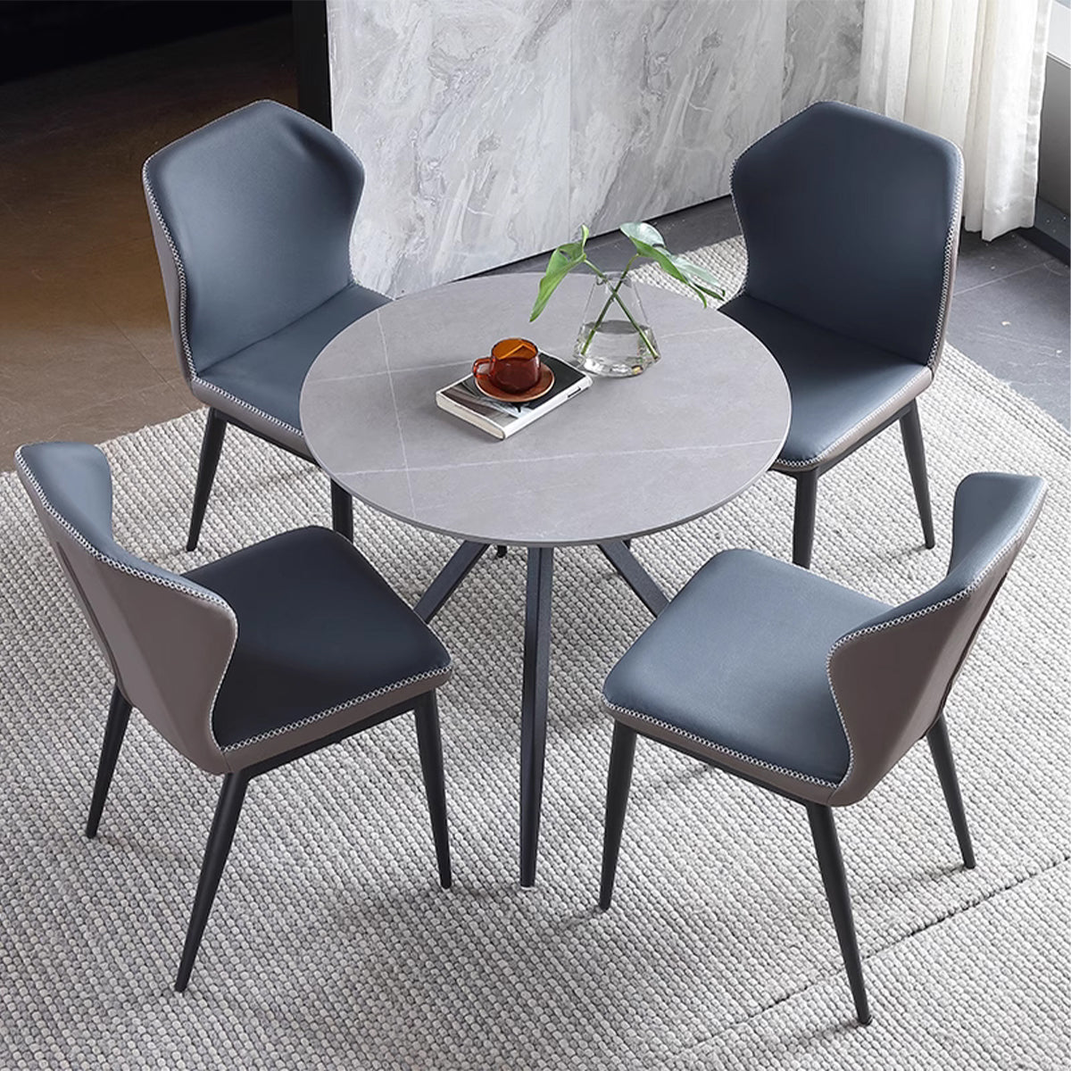 Small Office Reception Set - Business Round Table & Backrest Chair Set ...