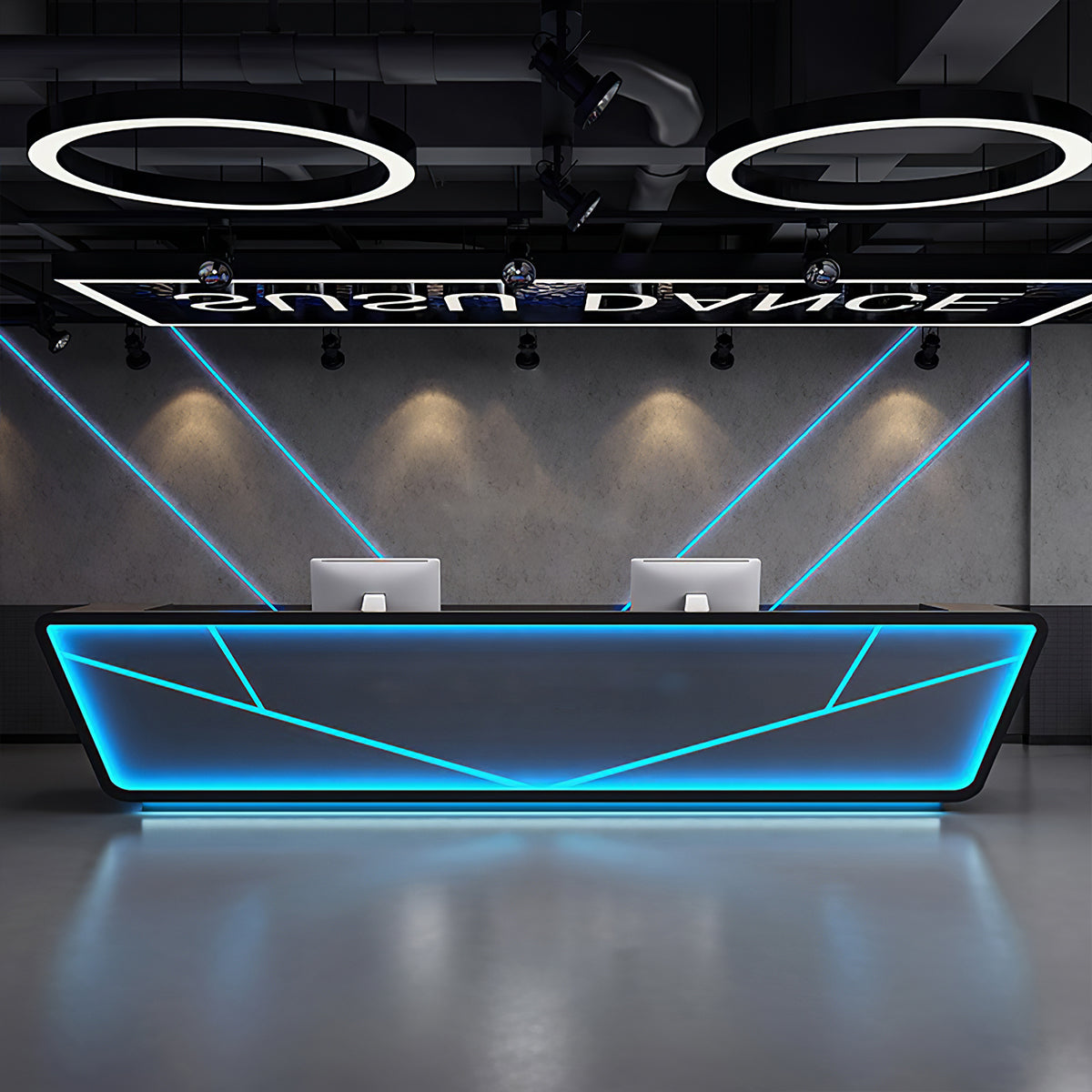 A Cool Reception Desk for Clubs - Industrial Style with LED Light ...