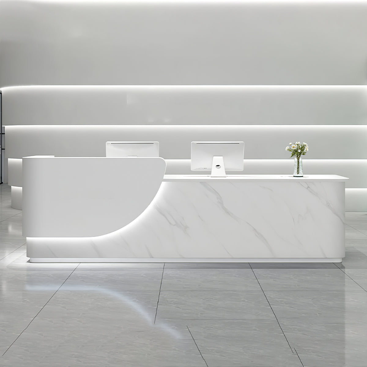 Multi-Color Options Scratch-Resistant Reception Desk with LED Lights ...