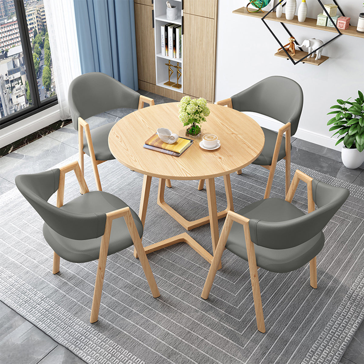 Modern 4-Person Reception Desk and Chair Set for Office Breakroom ...