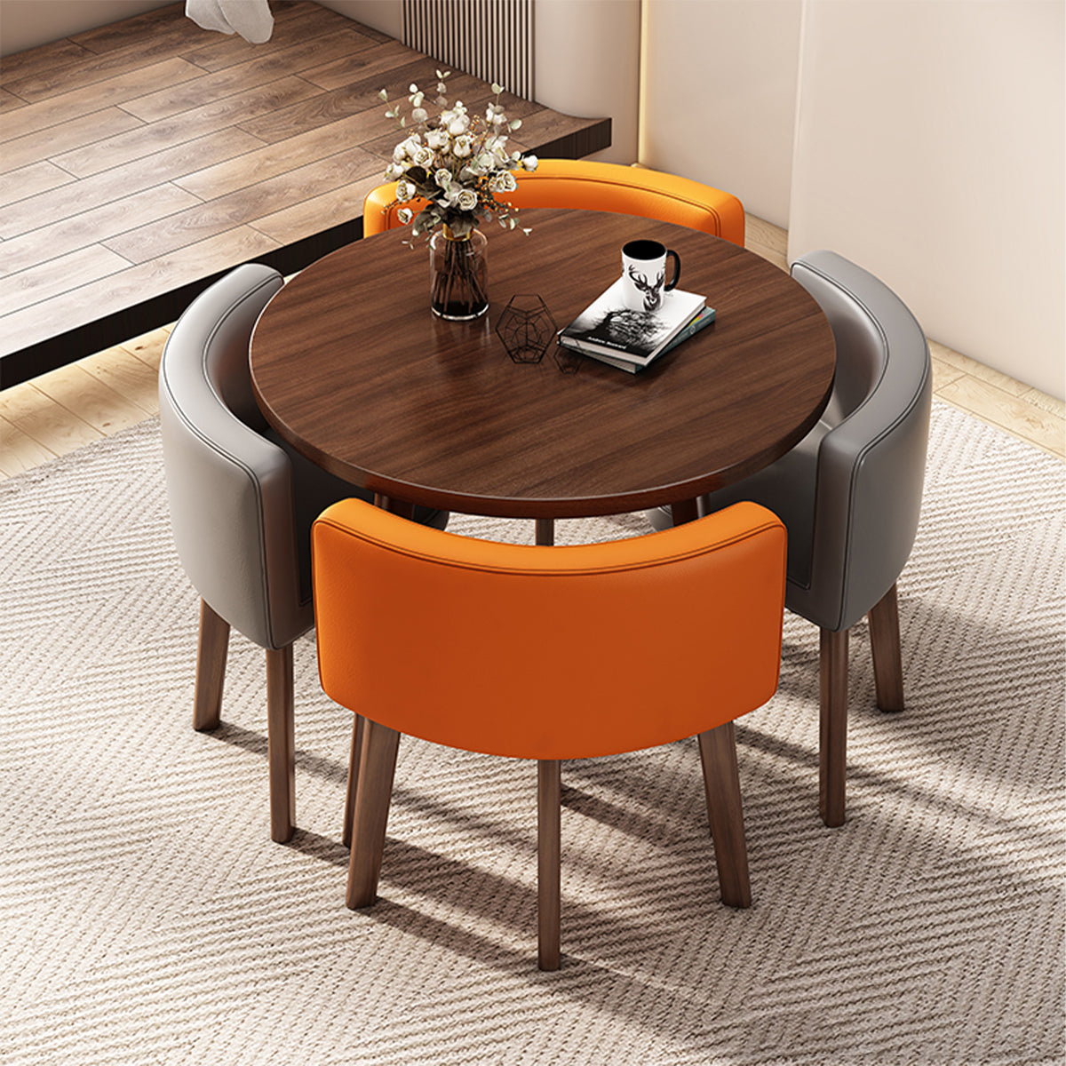 Reception Round Table with 4 Chairs - Space-Saving Reception Furniture ...