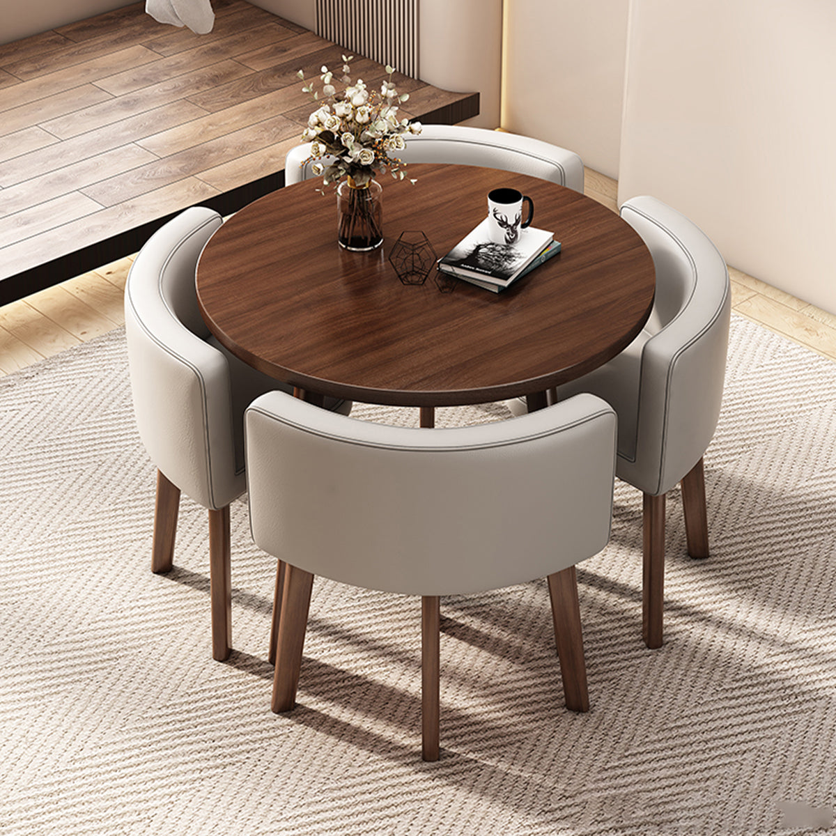 Reception Round Table with 4 Chairs - Space-Saving Reception Furniture ...