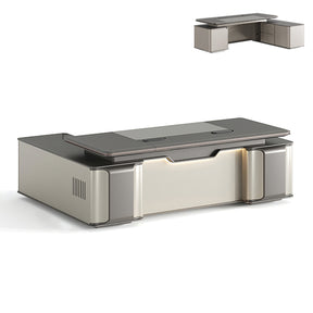 High-end Executive Office Desk for Boss with File Cabinet & Cable Box ...