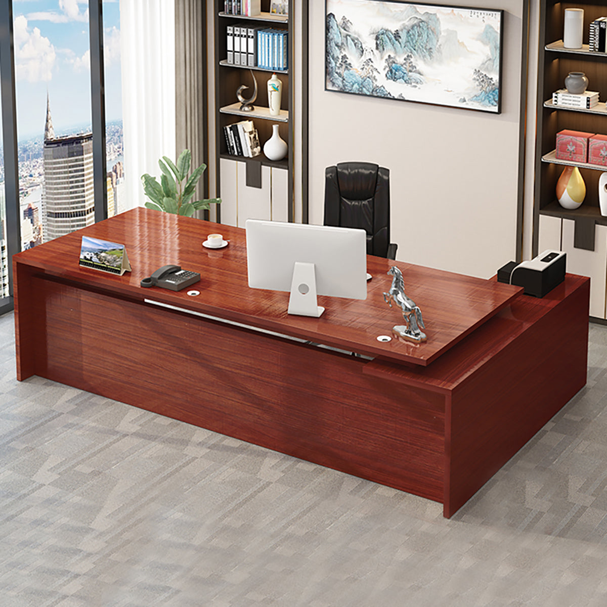 Modern Solid Wood Executive Desk with Storage Cabinet（Sale Event ...