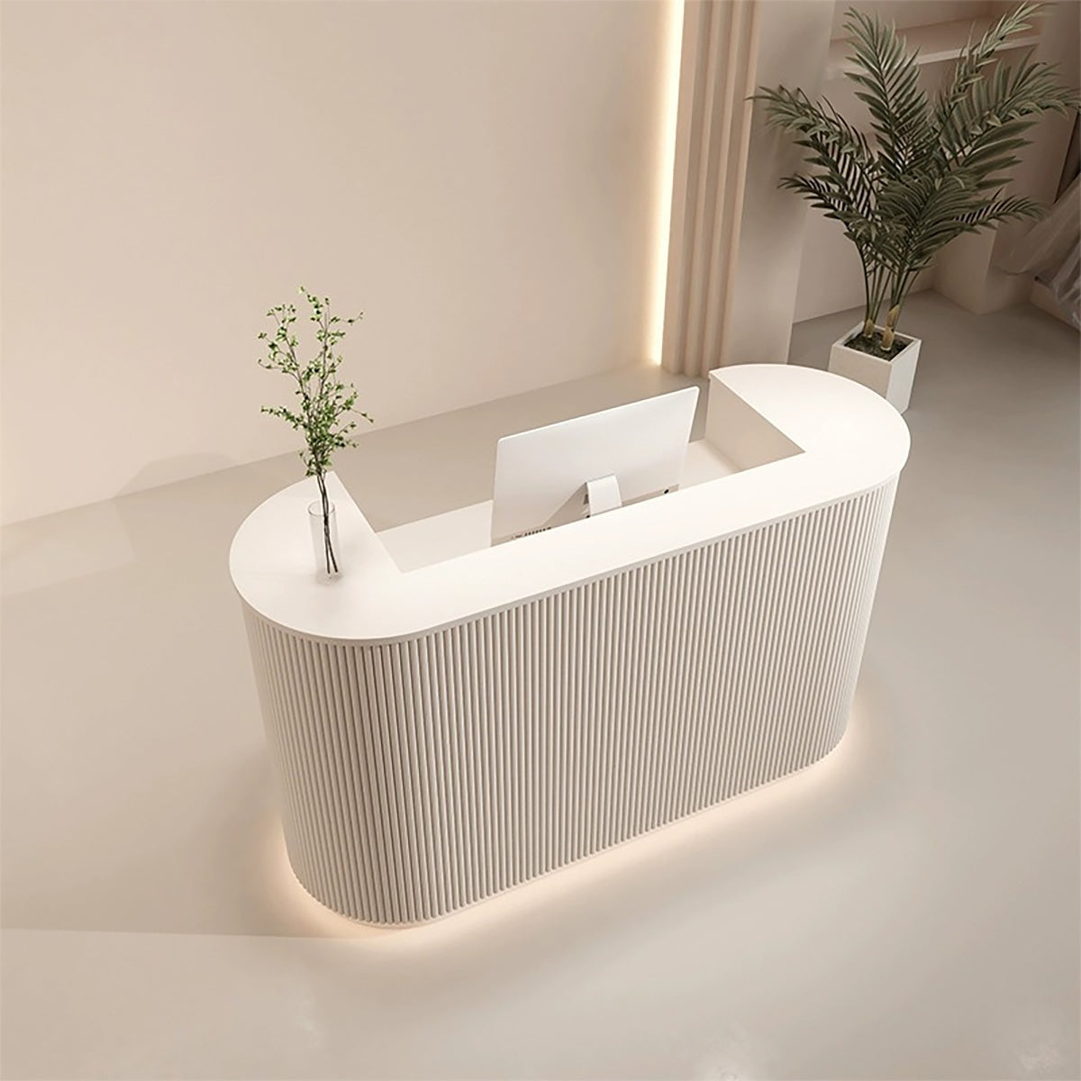 Chic Half-Circle Reception Counter with Storage for Beauty Salons ...