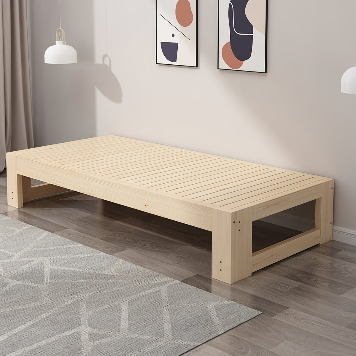 Solid Wood Extendable Bed Frame- Adjustable Width for Various Needs ...