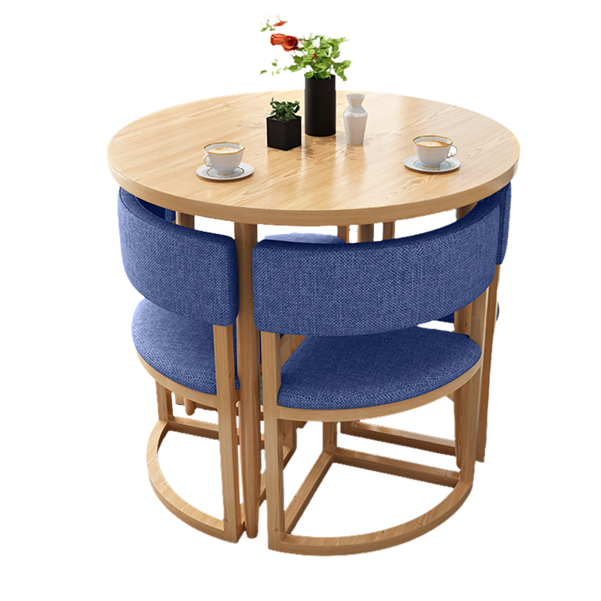 Modern 4-Seater Round Reception Table & Chair Set - Space-Saving Design ...