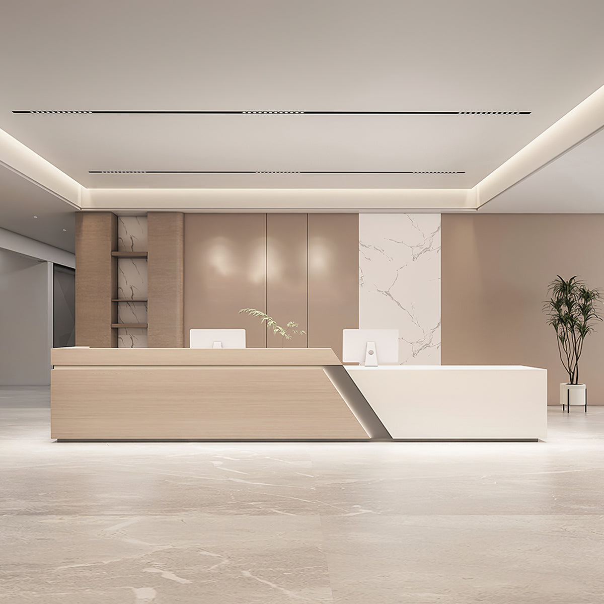 Reception Desk with Contrasting Color Design for Business Center ...