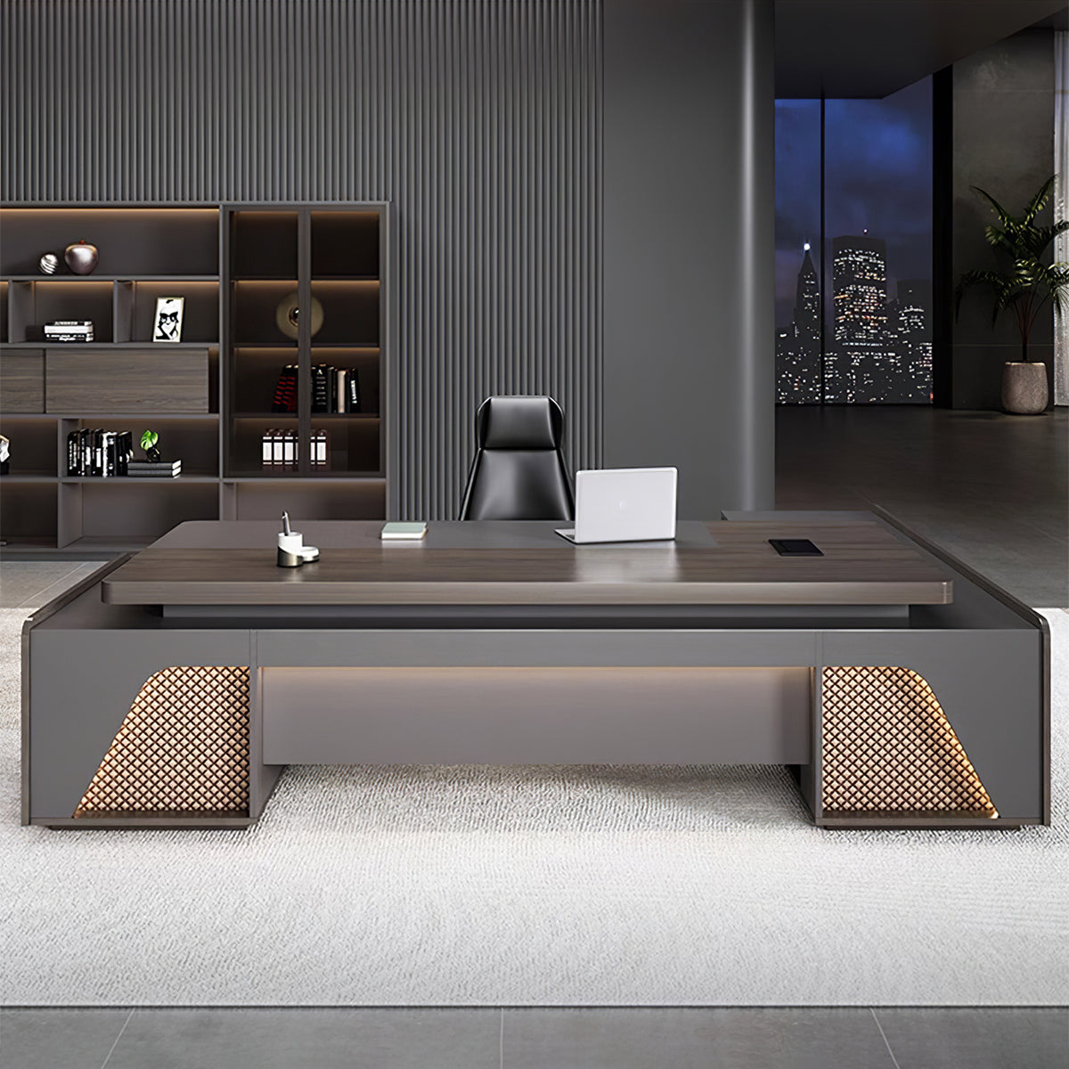 Executive Desk with Single or Double Cabinets – L-Shaped Office Desk ...