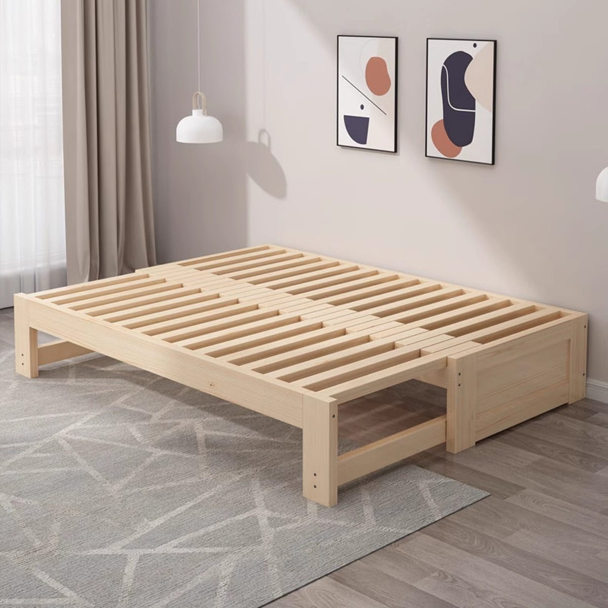 Solid Wood Extendable Bed Frame- Adjustable Width for Various Needs ...