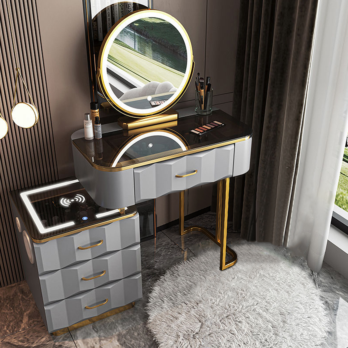 Smart Bedroom Vanity for Apartments - Wireless Charging – Zimasya ...
