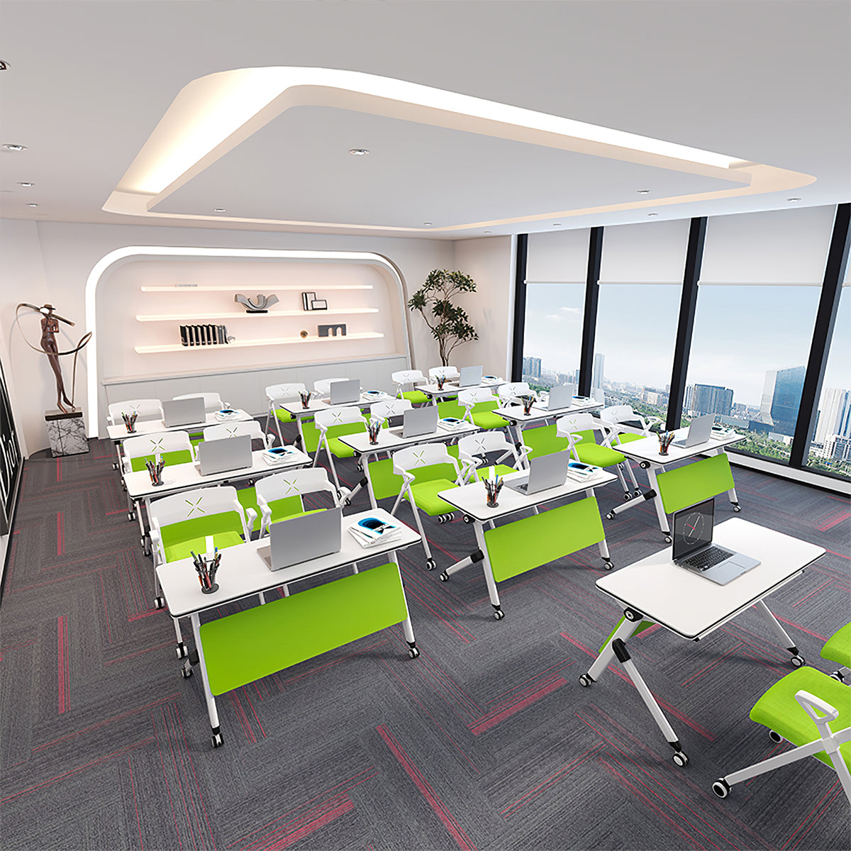 Small Foldable Meeting Table with Quiet Casters - Space-Saving Design ...