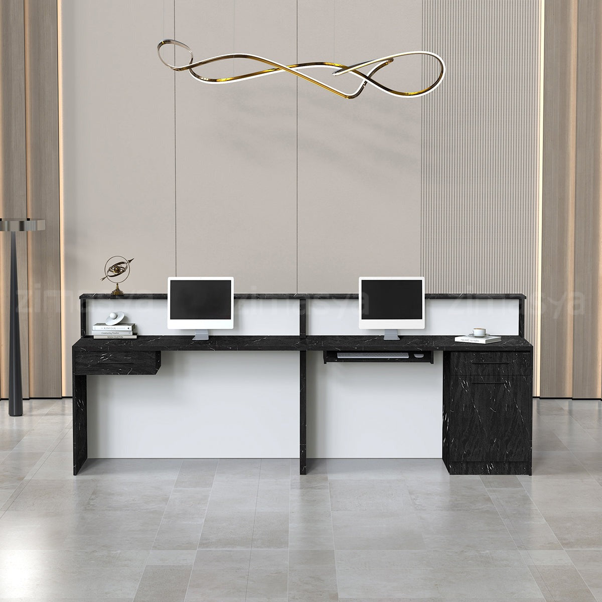 Modern Front Desk for Office Reception with Cabinet Storage (Stock ...