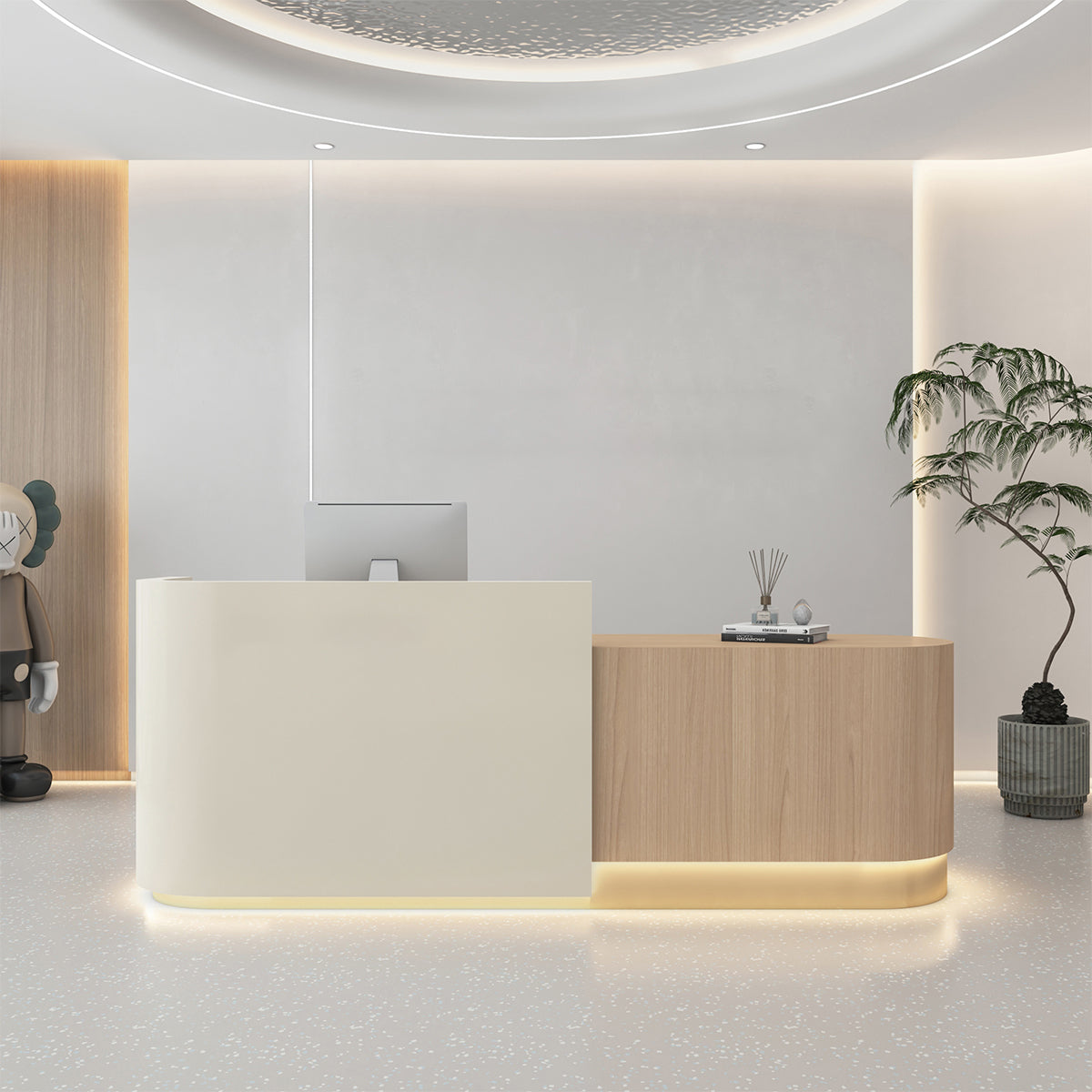 Curved Front Reception Desk with Ample Storage – Ideal for Beauty Salon ...