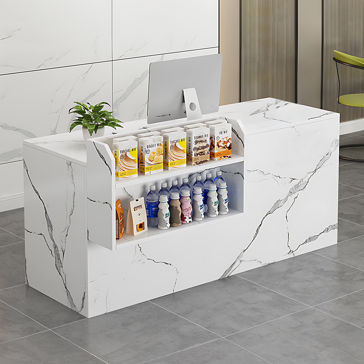 Modern Retail Small Checkout Counter with Storage Display Shelf ...