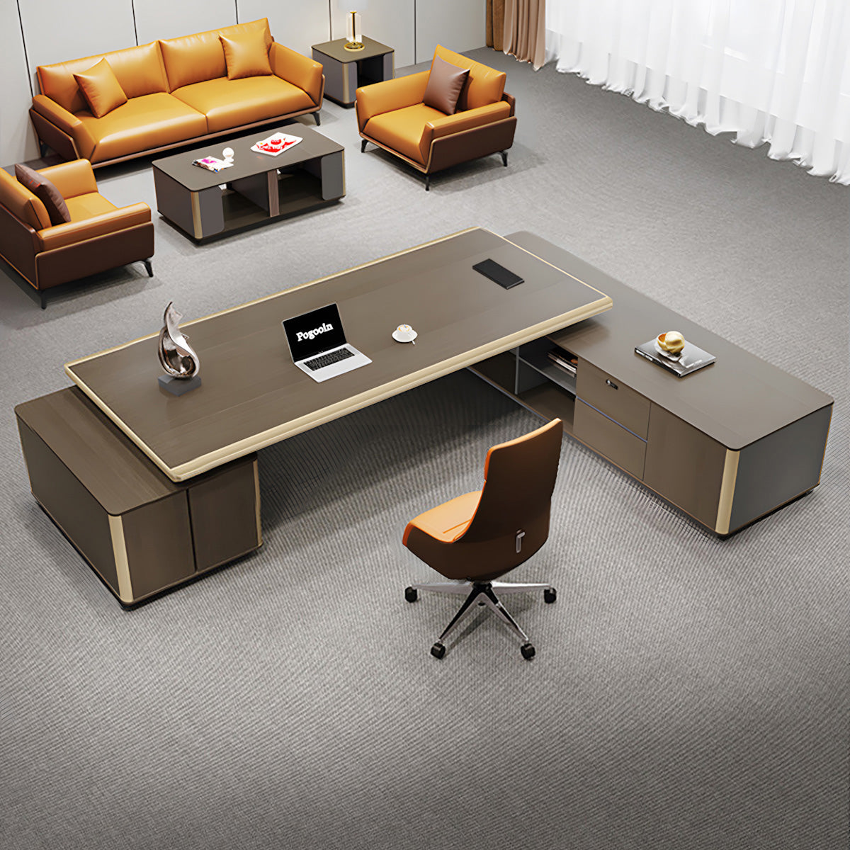 CEO's Exclusive Office Furniture - Executive L-Shaped Desk with Drawer ...