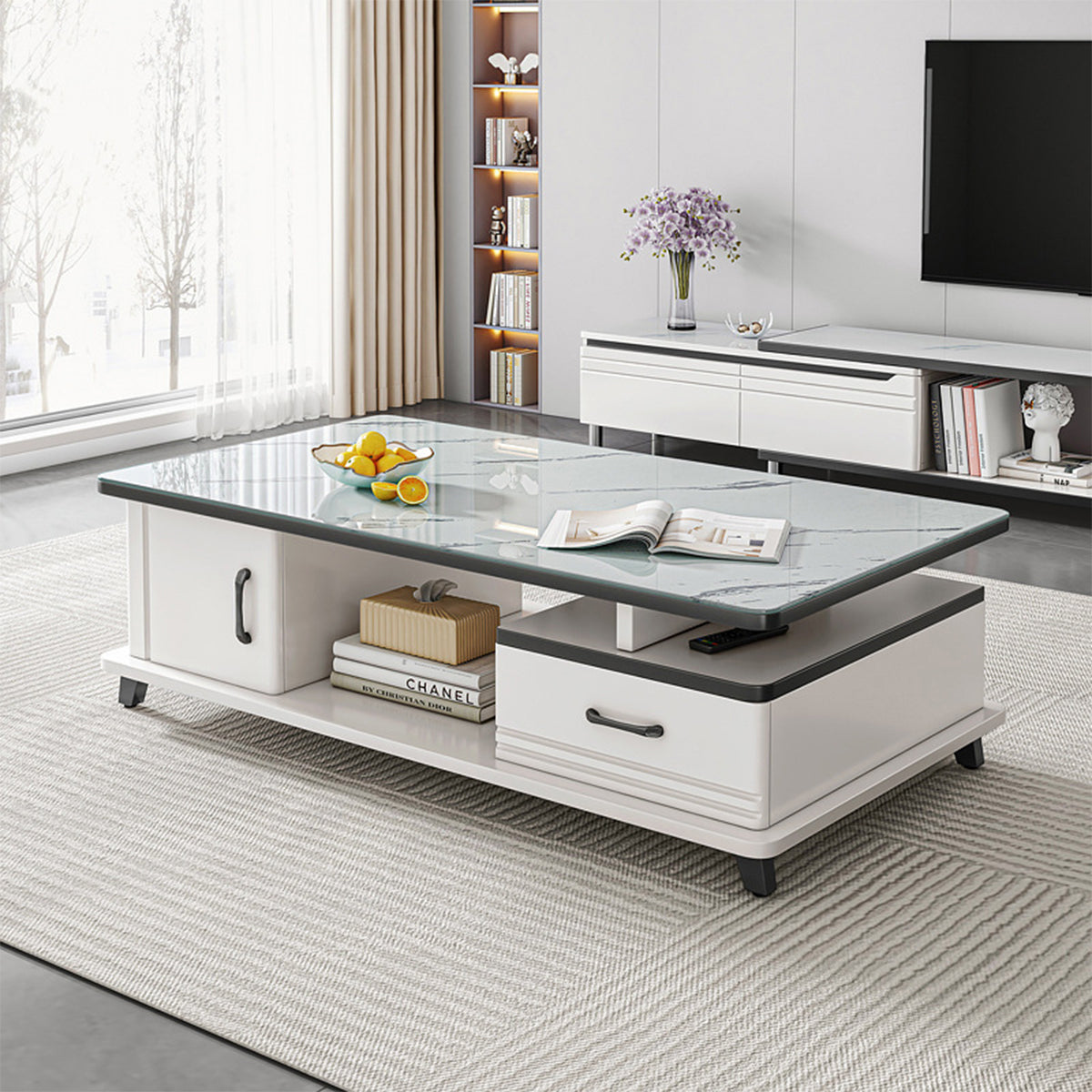 Modern Minimalist Rectangular Coffee Table with Thick Desktop – Zimasya ...